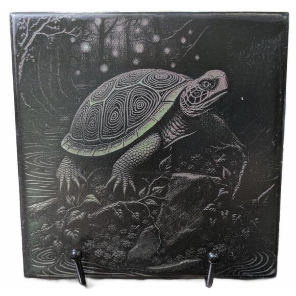 Art | Laser Engraved Turtle Art Tile 6x6 Ceramic Wildlife Decor One Of ...